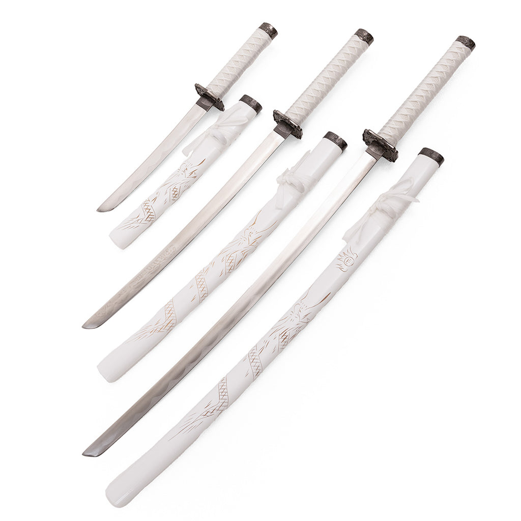 White Samurai 3pc Sword & Stand | Martial Arts | SMAI